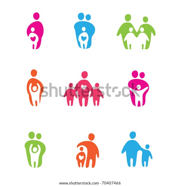 Set Icons Parents Children Stock Vector (Royalty Free) 70407466