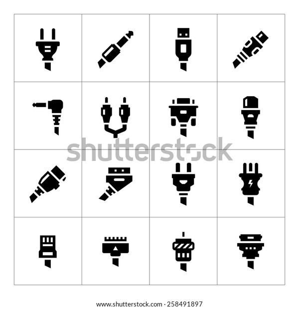 Set Icons Plugs Connectors Isolated On Stock Vector (Royalty Free ...