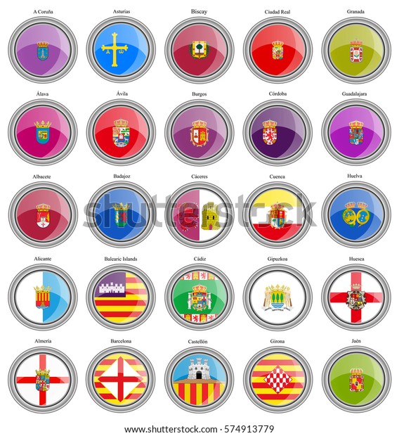 Set Icons Provinces Spain Flags Vector Stock Vector (Royalty Free ...