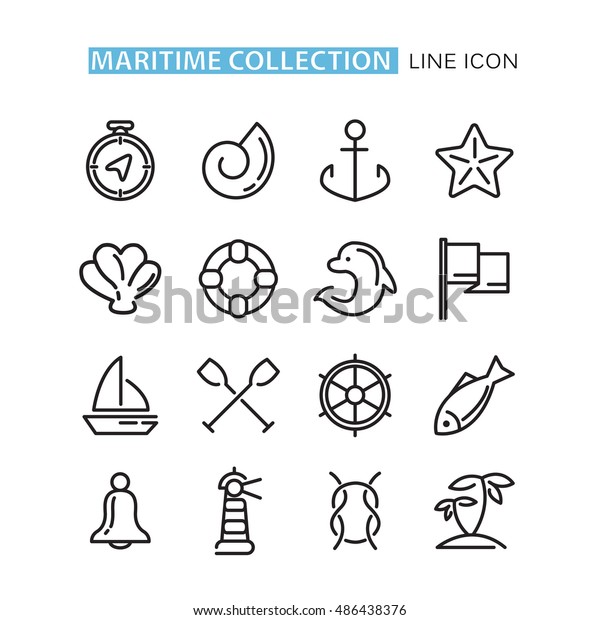 Set Icons Sea Stock Vector (Royalty Free) 486438376 | Shutterstock