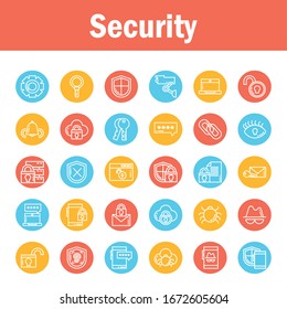 Set Icons Security Block Flat Style Stock Vector (Royalty Free ...