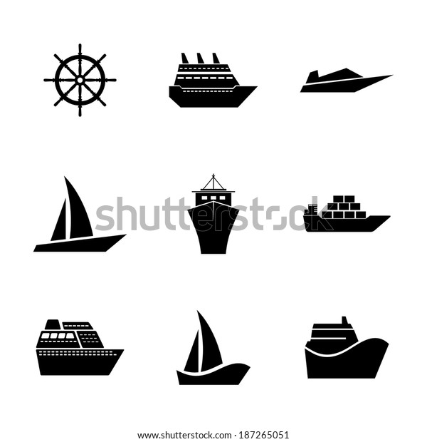 Set Icons Ships Stock Vector (Royalty Free) 187265051 | Shutterstock