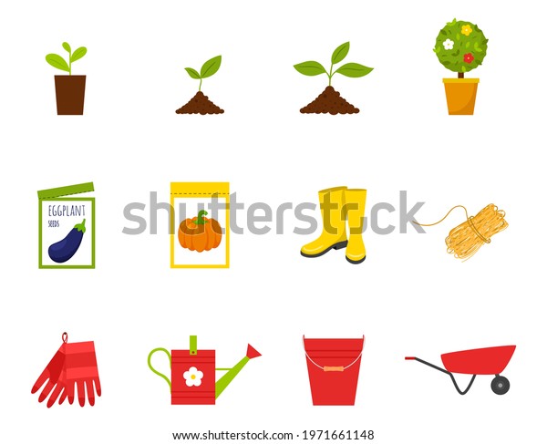 Set Icons Spring Seedlings Sprouts Young Stock Vector (Royalty Free ...