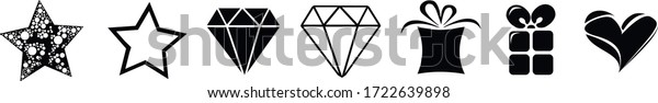 Set Icons Star Heart Diamond Gift Stock Vector (Royalty Free ...