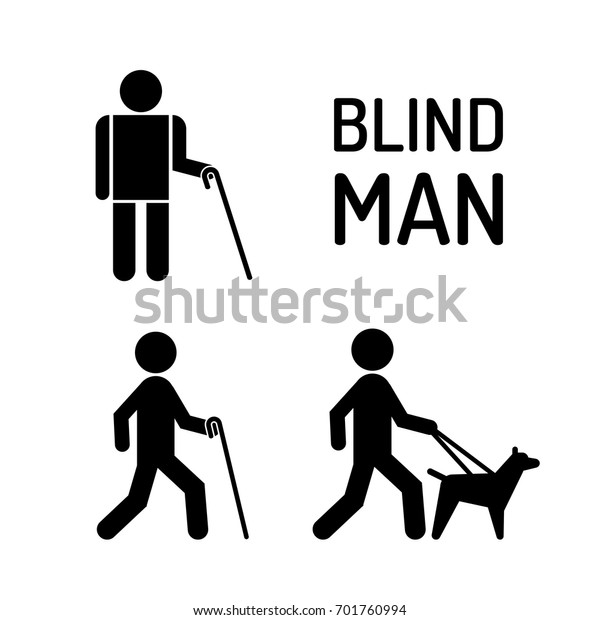 Set Icons Stick Figure Blind People Stock Vector (Royalty Free) 701760994