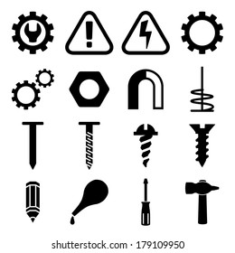 Vektor Stok Fasteners Icon Set Simple Icons Collection (Tanpa Royalti ...