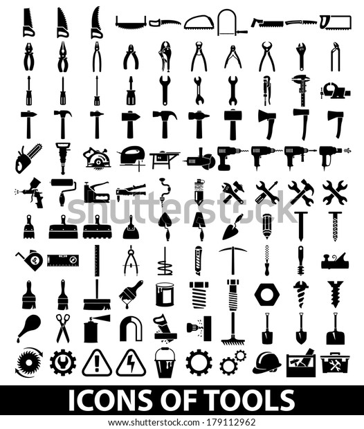 Ensemble d'icônes d'outils sur fond blanc : image vectorielle de stock ...