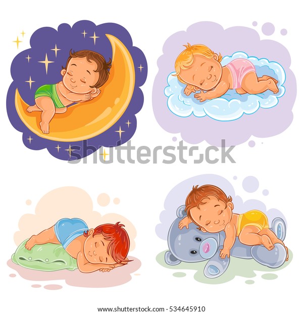 Set Illustration Babies Sleep Stock Vector (Royalty Free) 534645910