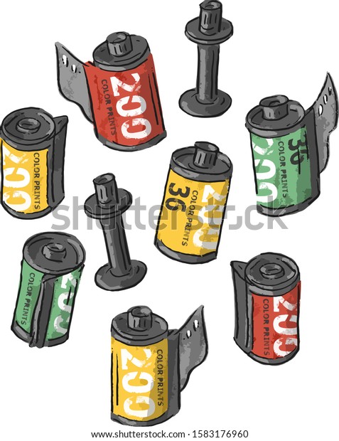 Set Illustration Camera Roll Film Camera Stock Vector (Royalty Free ...