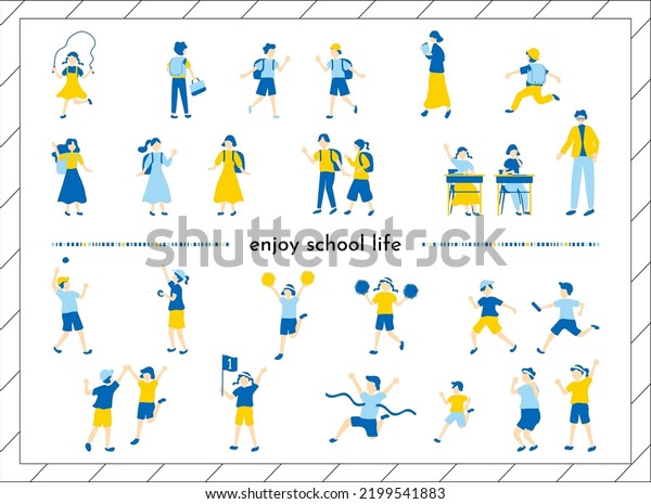 Set Illustration Students Enjoying School Life Stock Vector (Royalty ...