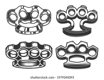 Set Illustrations Brass Knuckle Design Element Stock Vector (Royalty ...