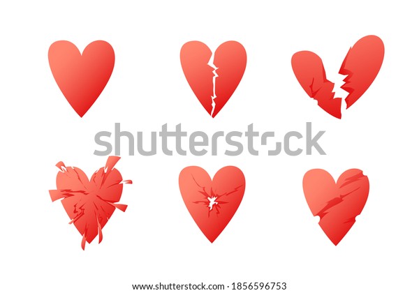 Set Illustrations Broken Human Heart On Stock Vector (Royalty Free ...
