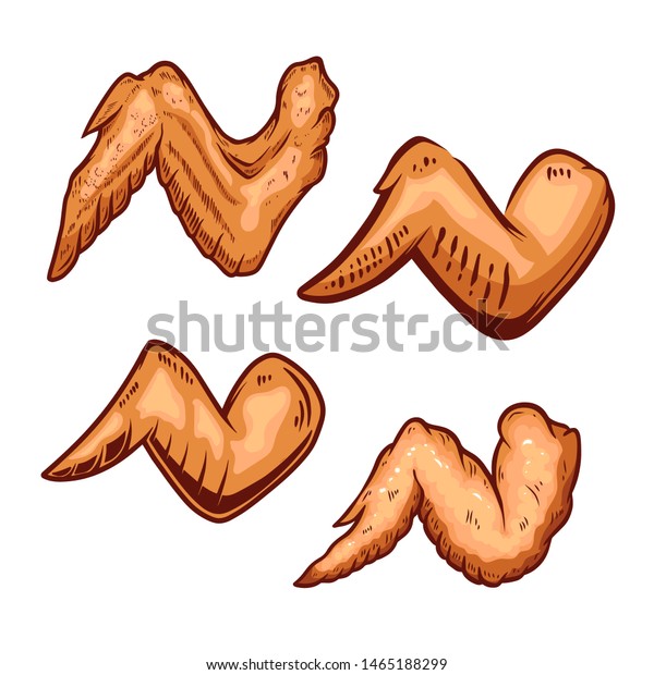 Set Illustrations Chicken Wings Isolated On Stock Vector (Royalty Free ...