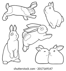 Set Illustrations Rabbit Spotted Rabbits Coloring Stock Vector (Royalty ...