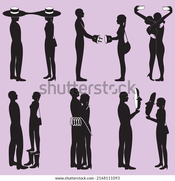 Set Illustrations Various Relationship Situations 2 Stock Vector ...