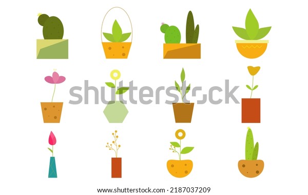 Set Ilustration Vector Graphic Plants Flowers Stock Vector (Royalty ...