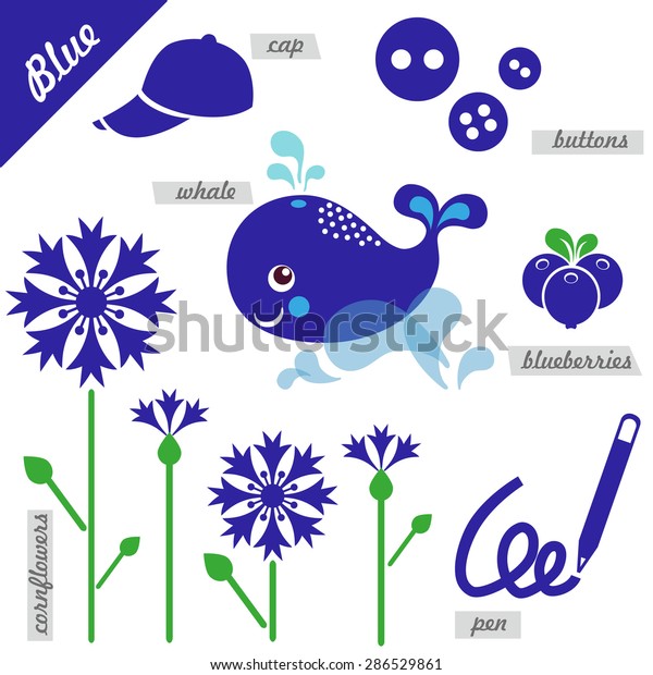 Set Images Examples Blue Color Kids Stock Vector (Royalty Free) 286529861