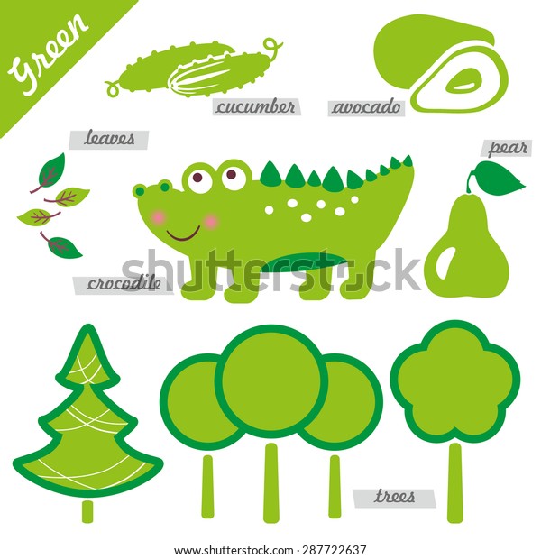 Set Images Examples Green Color Kids Stock Vector (Royalty Free) 287722637