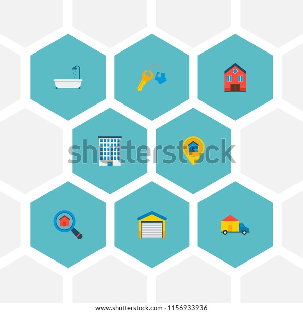 Set Immovable Icons Flat Style Symbols Stock Vector (Royalty Free ...
