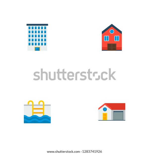 Set Immovable Icons Flat Style Symbols Stock Vector (Royalty Free ...