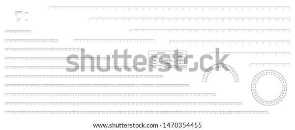 Set Imperial Metric Units Measuring Scale Stock Vector (Royalty Free ...