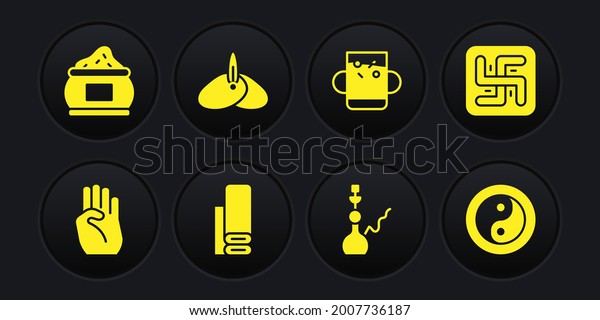 Vektor Stok Set Indian Symbol Hand Hindu Swastika (Tanpa Royalti ...