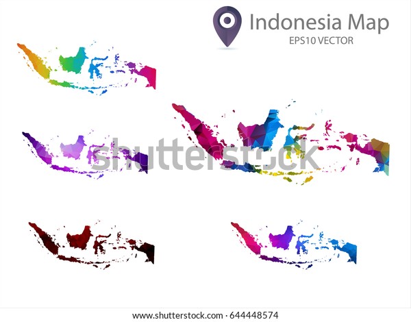 Set Indonesia Maps Polygon Colorful Vector Stock Vector (Royalty Free ...