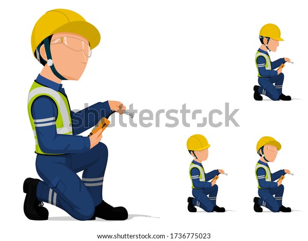 Set Industrial Inspector Operating Inspection Equipment Stock Vector ...