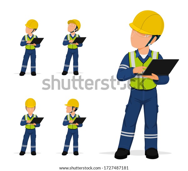 Set Industrial Worker Laptop On White Stock Vector (Royalty Free ...