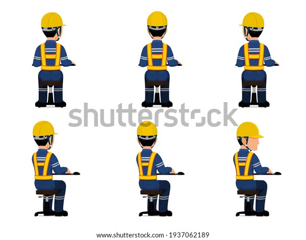 Set Industrial Worker Pointing Something Stock Vector (Royalty Free ...