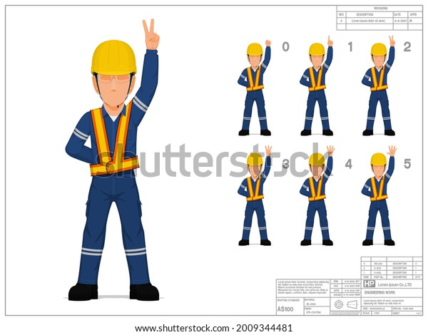 Set Industrial Worker Raise Hand 05 Stock Vector (Royalty Free ...