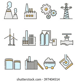 Set Industry Outline Icon Vector Illustration Stock Vector (Royalty ...