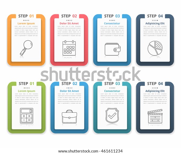 Set Infographic Elements Numbers Line Icons Stock Vector (Royalty Free ...
