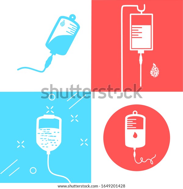 Set Infusion Icon Intravenous Bag Blood: เวกเตอร์สต็อก (ปลอดค่า ...