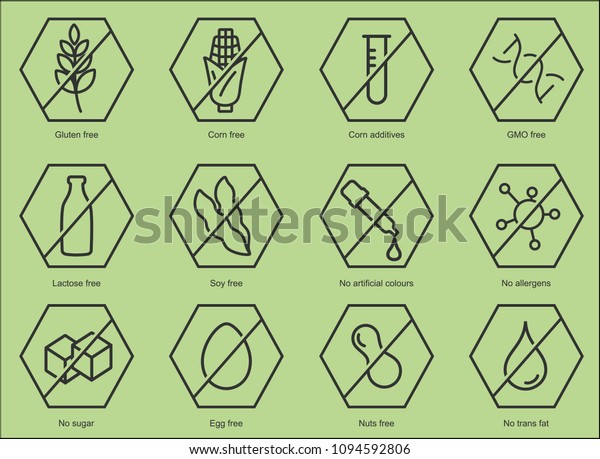 Set Ingredient Warning Label Icons Common Stock Vector (Royalty Free ...