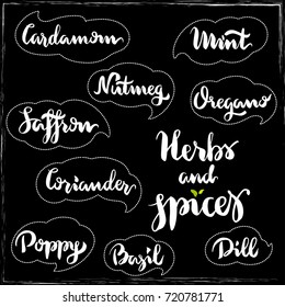 Set Ingredients Kitchen Lettering Hand Draw Stock Vector (Royalty Free ...