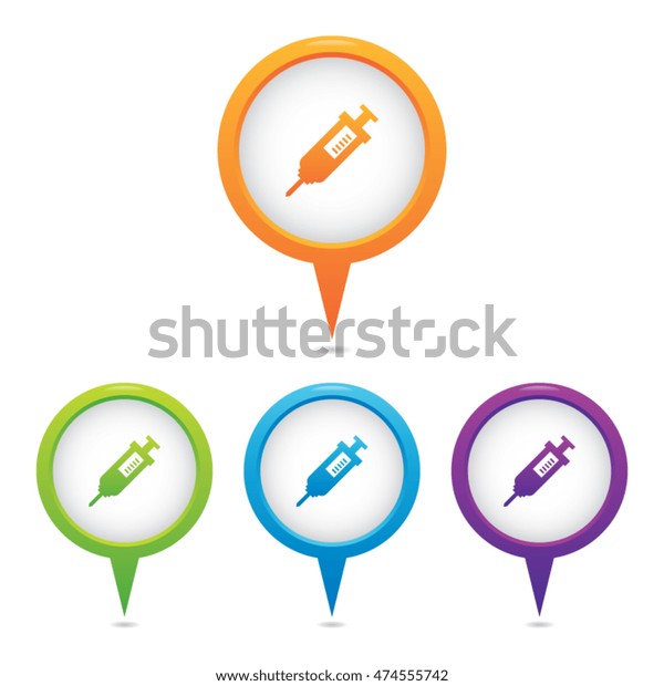 Set Injection Needle Medical Marker Icons Stock Vector (Royalty Free ...