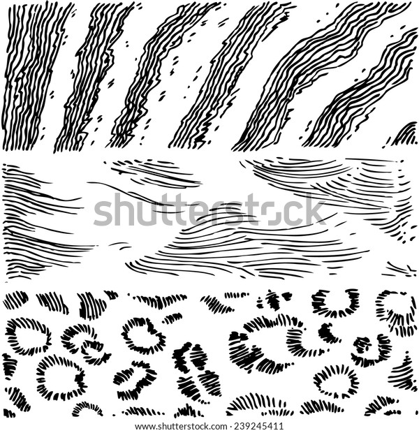 Set Ink Hand Drawn Fur Textures Stock Vector (Royalty Free) 239245411 ...