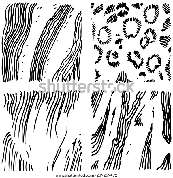 Set Ink Hand Drawn Fur Textures Stock Vector (Royalty Free) 239269492
