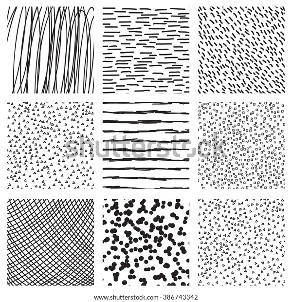Set of ink hand drawn hatch texture. Collection of vector ink lines ... Set of ink hand drawn hatch texture. Collection of vector ink lines ...
