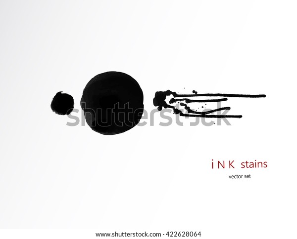 Set Ink Stains Hand Drawn Black Stock Vector (Royalty Free) 422628064 ...