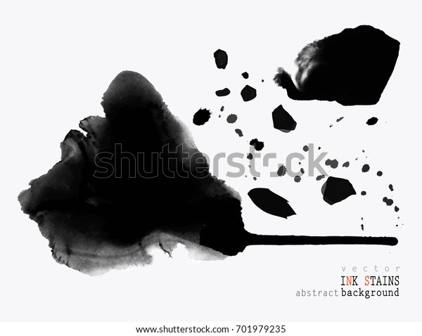 Set Ink Stains Hand Drawn Black Stock Vector (Royalty Free) 701979235 ...