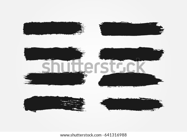 Set Ink Strokes Eight Isolated Black Stock Vector (Royalty Free ...