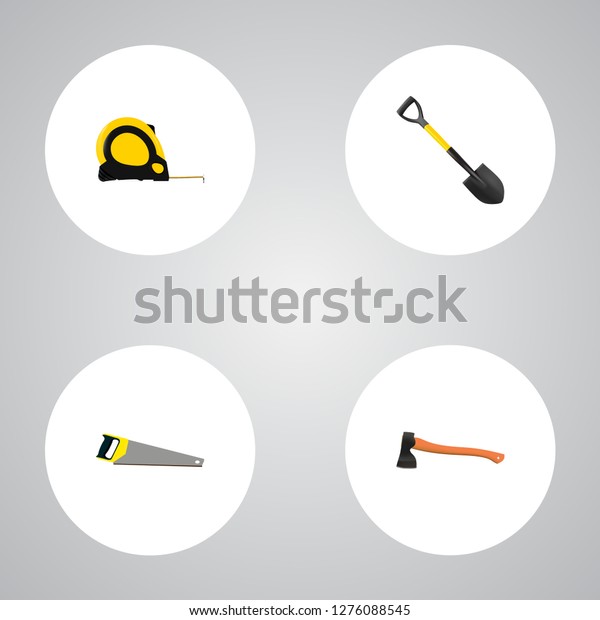 Set Instruments Realistic Symbols Ax Measure Stock Vector (Royalty Free ...