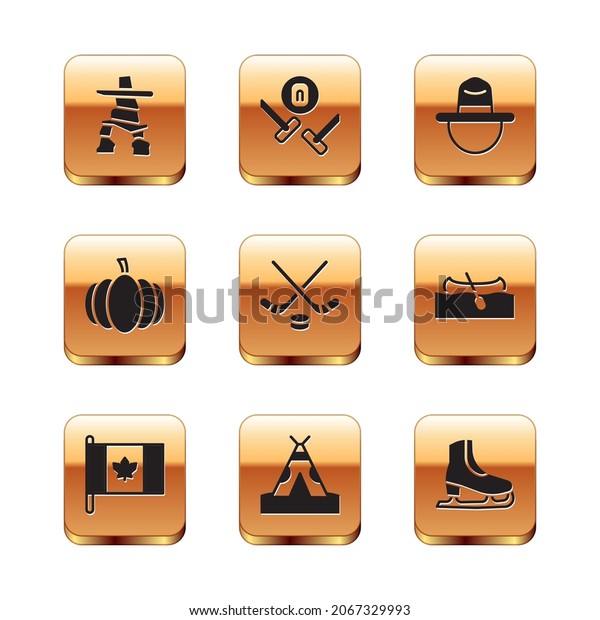 Set Inukshuk Flag Canada Indian Teepee Stock Vector (Royalty Free ...