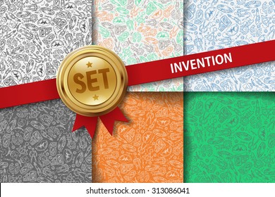 Set Invention Backgrounds Hand Drawn Icons Stock Vector (Royalty Free ...