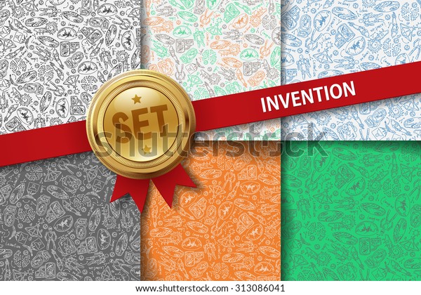 Set Invention Backgrounds Hand Drawn Icons Stock Vector (Royalty Free ...