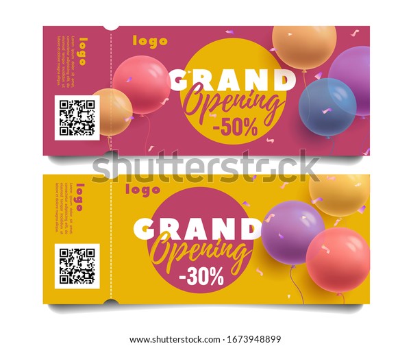 Set Invitation Flyers Tickets Grand Opening Stock Vector (Royalty Free ...