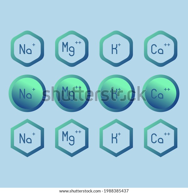 Set Ion Electrolyte Modern Icons Calcium Stock Vector (Royalty Free ...