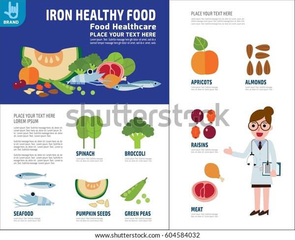 Set Iron Food Healthy Plan Vitamins Stock Vector (Royalty Free) 604584032
